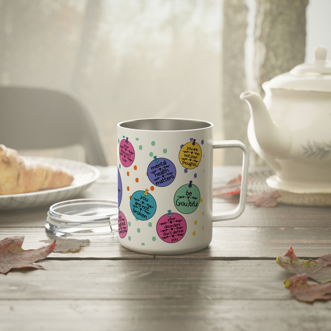 Self Care Coffee Insulated Mug, Reminder Notes Travel Mug, Hot ...