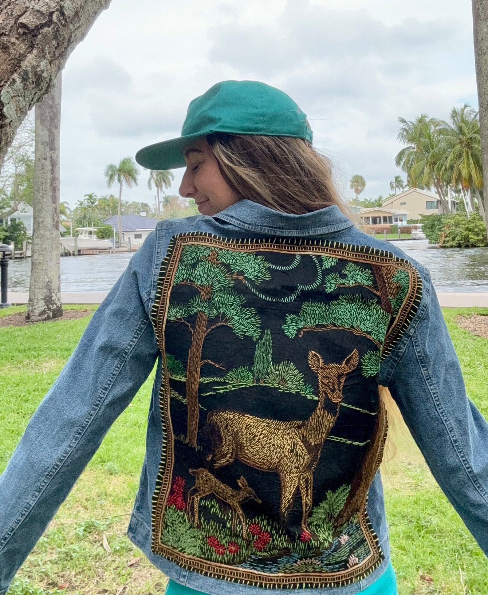 Embroidered Deer Jacket Hand Embroidered Reworked Denim Jacket ...