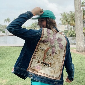Cat Jacket Hand Embroidered Reworked Denim Jacket, Embroidered Cats - Etsy