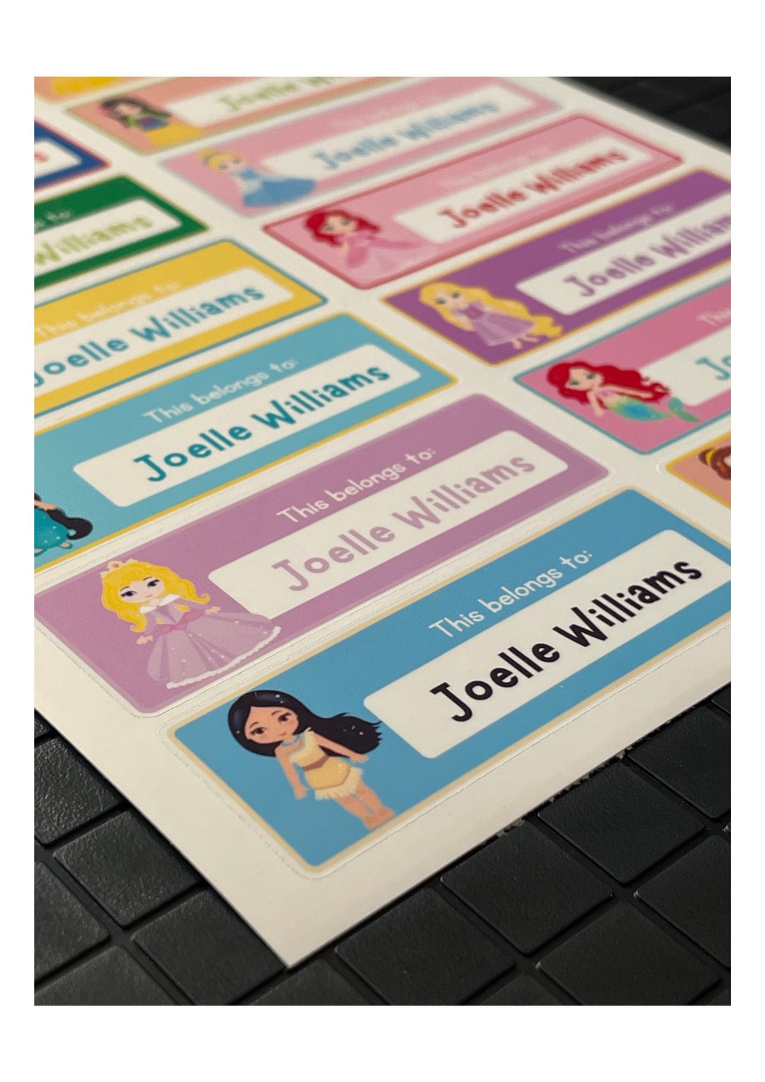 Disney Princess Name Rectangle Labels Custom/personalized Name - Etsy