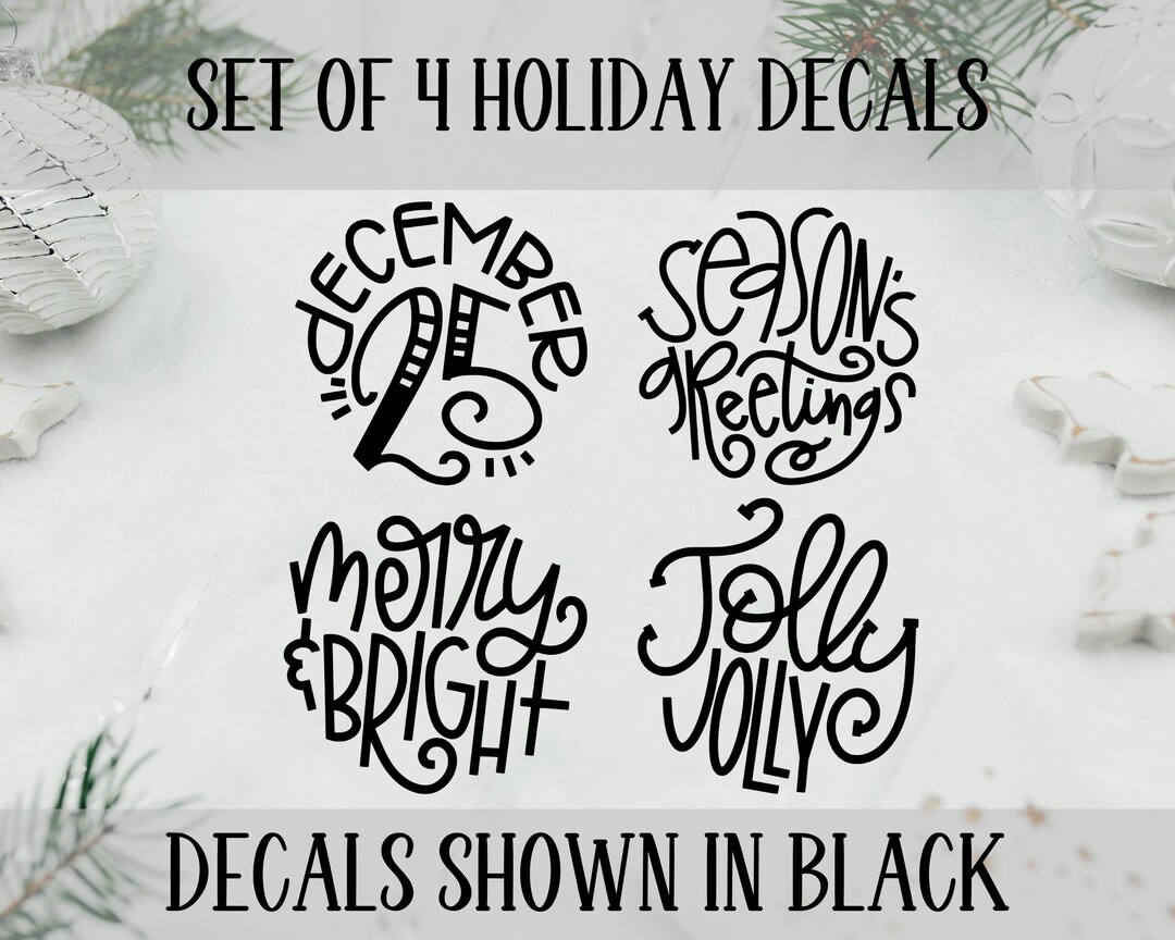 Set of 4 Christmas Ornament Vinyl Decals: Holiday Decor - Etsy