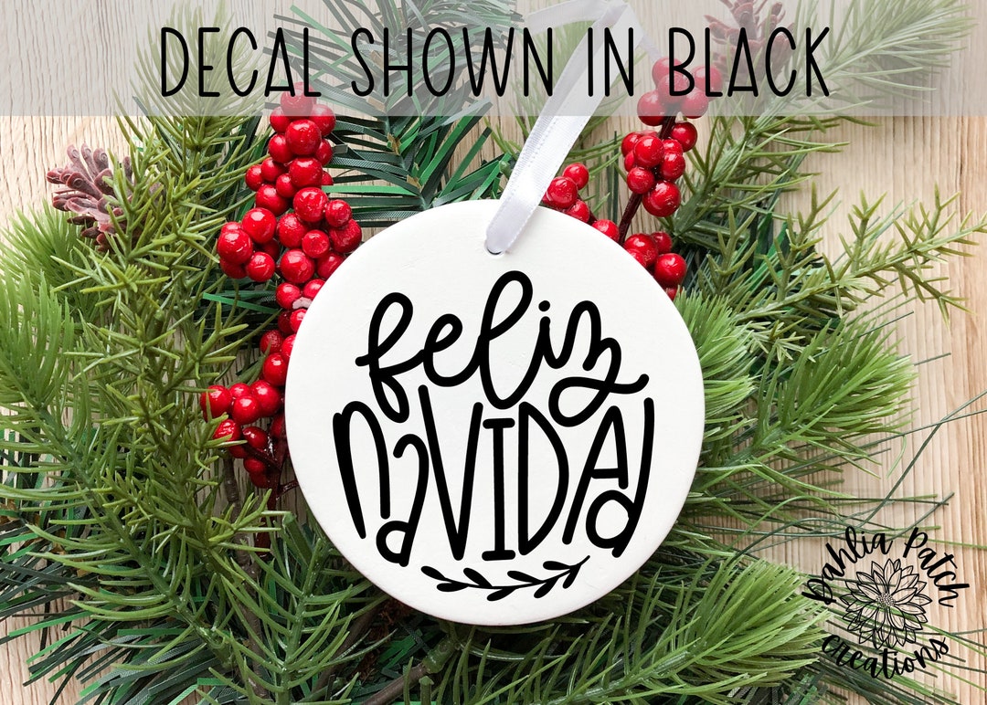 Feliz Navidad Vinyl Decal: Christmas Ornament, Wood, Glass, Metal - Etsy