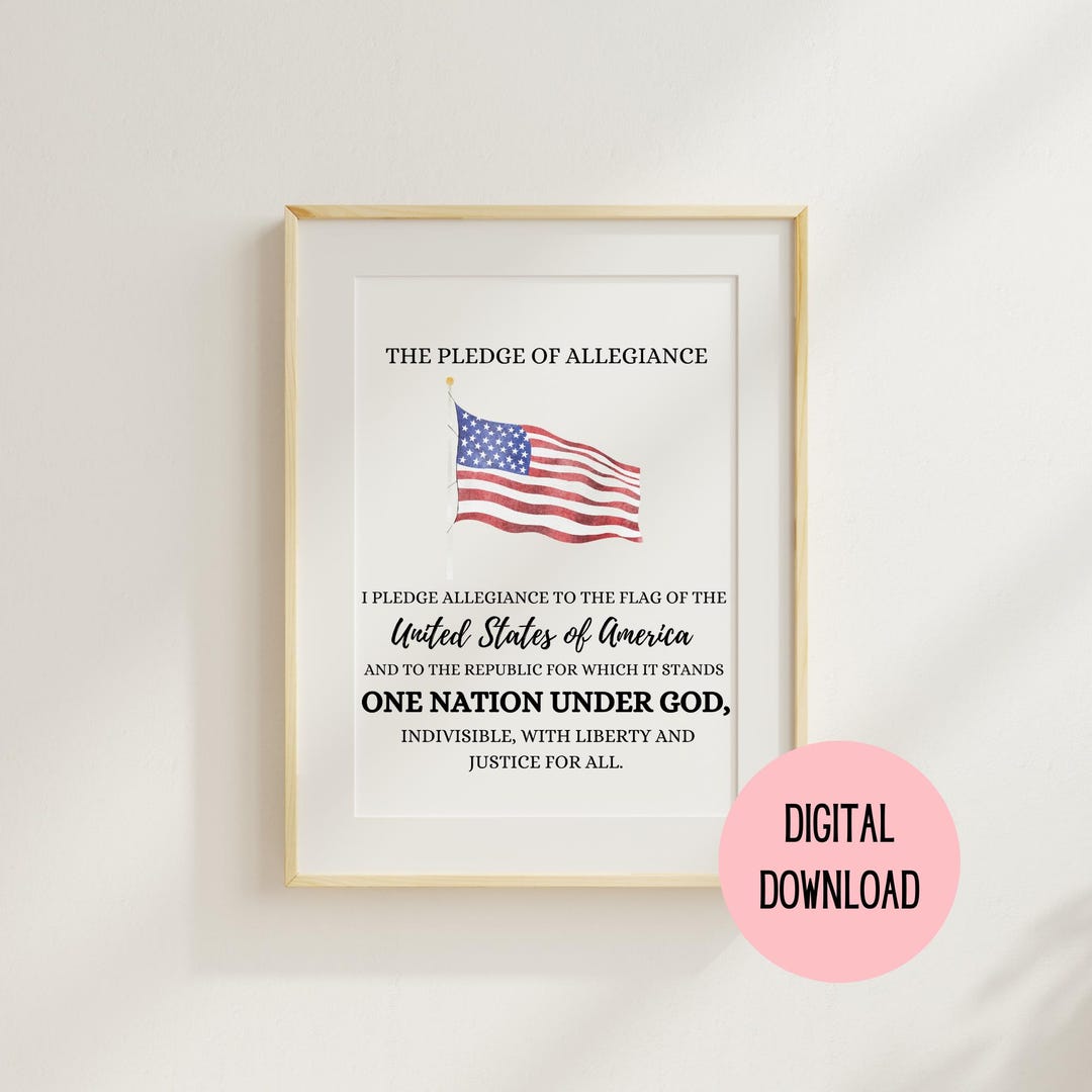 Pledge of Allegiance Print: American Flag, Classroom Decor (digital ...