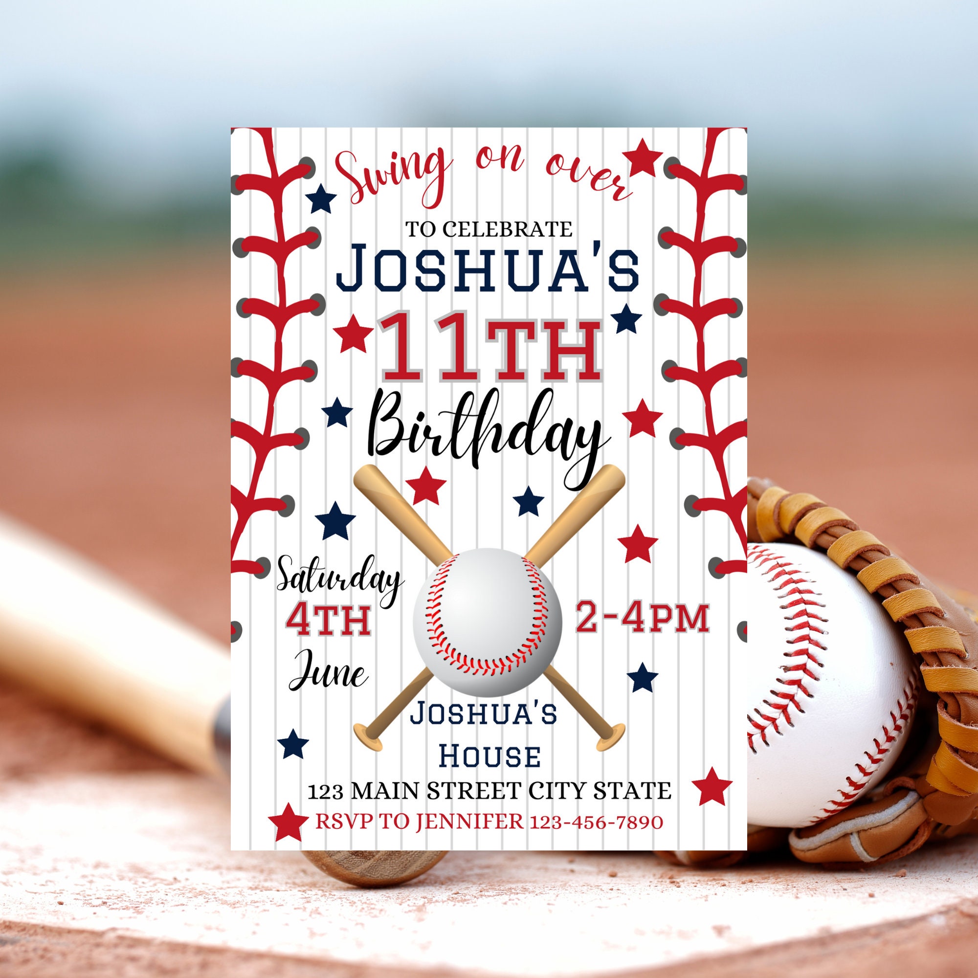 Baseball Birthday Party Invitation, Baseball Party Invitation, Birthday ...