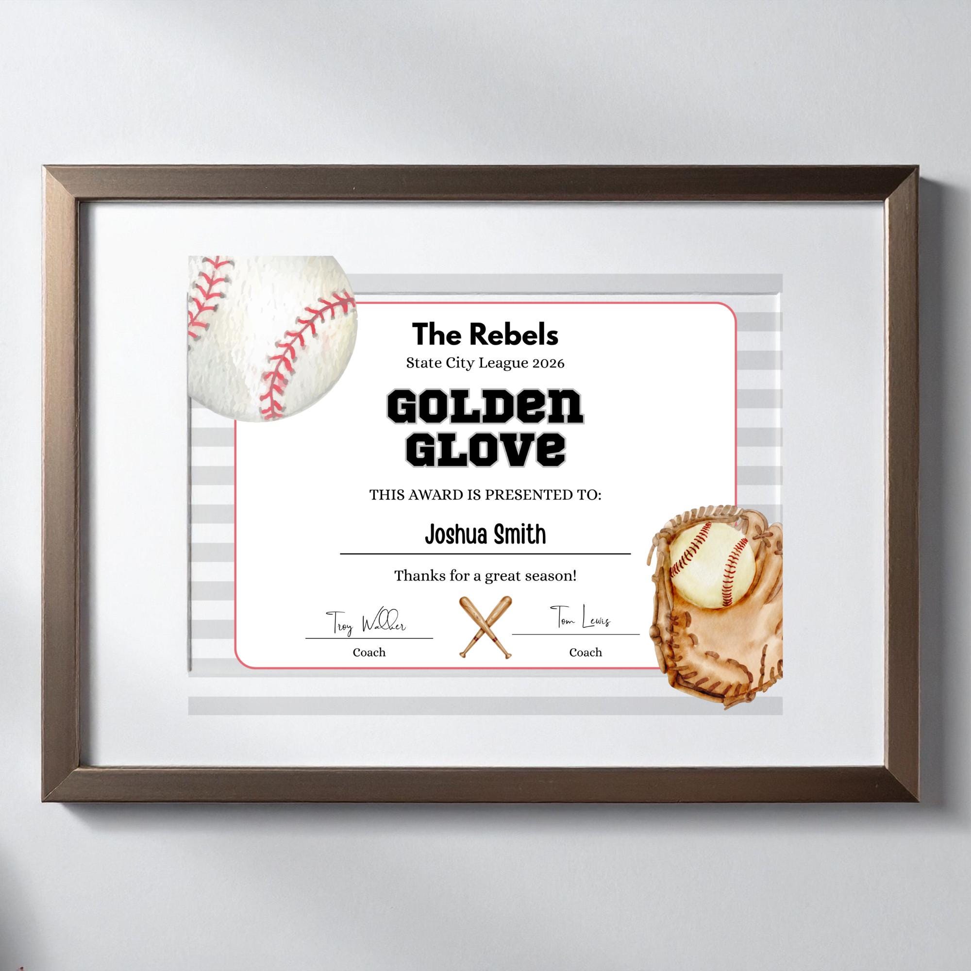 Editable Baseball Award Certificate Templates : Team Award Printables ...