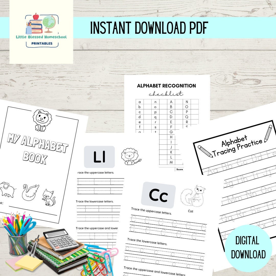 Preschool Alphabet Book: Practice Worksheets & Checklist (digital ...