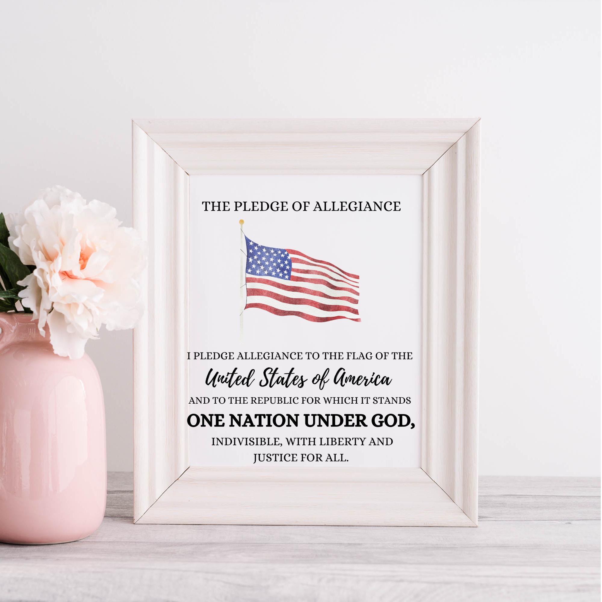 Pledge of Allegiance Print: American Flag, Classroom Decor (digital ...