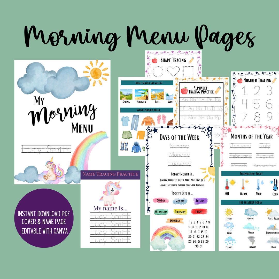 Homeschool Morning Menu: Editable Learning Binder (digital Download) - Etsy