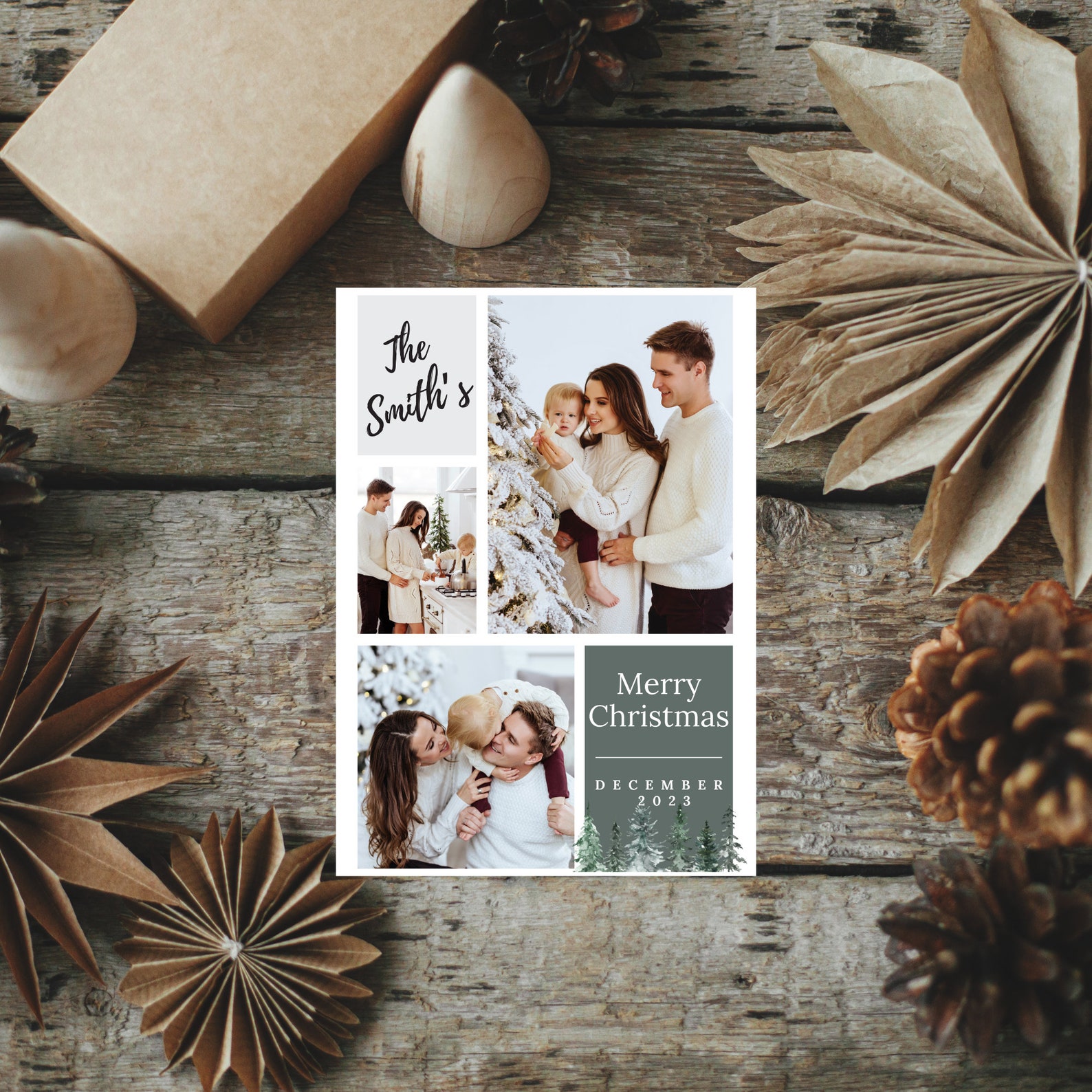 Printable Christmas Cards, Editable Minimalist Christmas Cards, Elegant ...