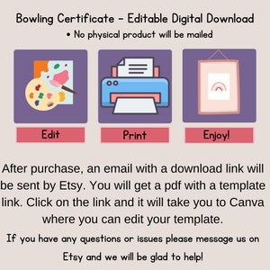Bowling Award Editable Bowling Participation Certificate, Bowling ...