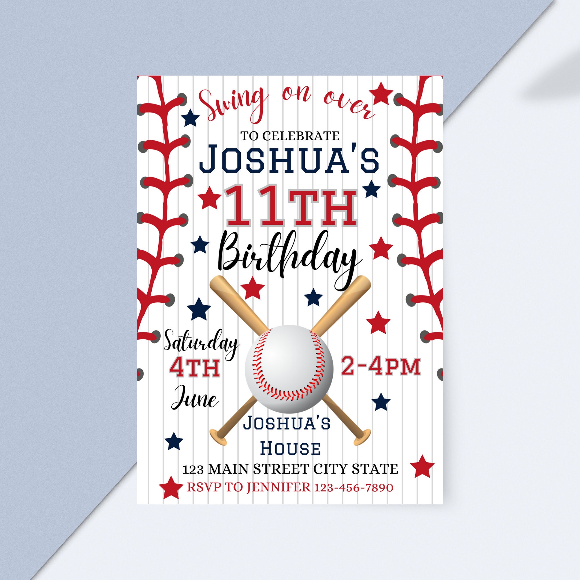 Baseball Birthday Party Invitation, Baseball Party Invitation, Birthday ...