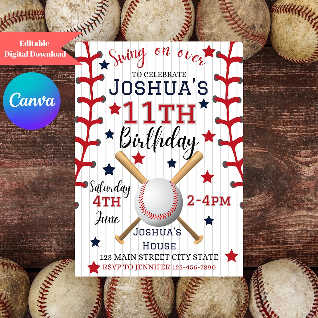 Baseball Birthday Party Invitation, Baseball Party Invitation, Birthday ...