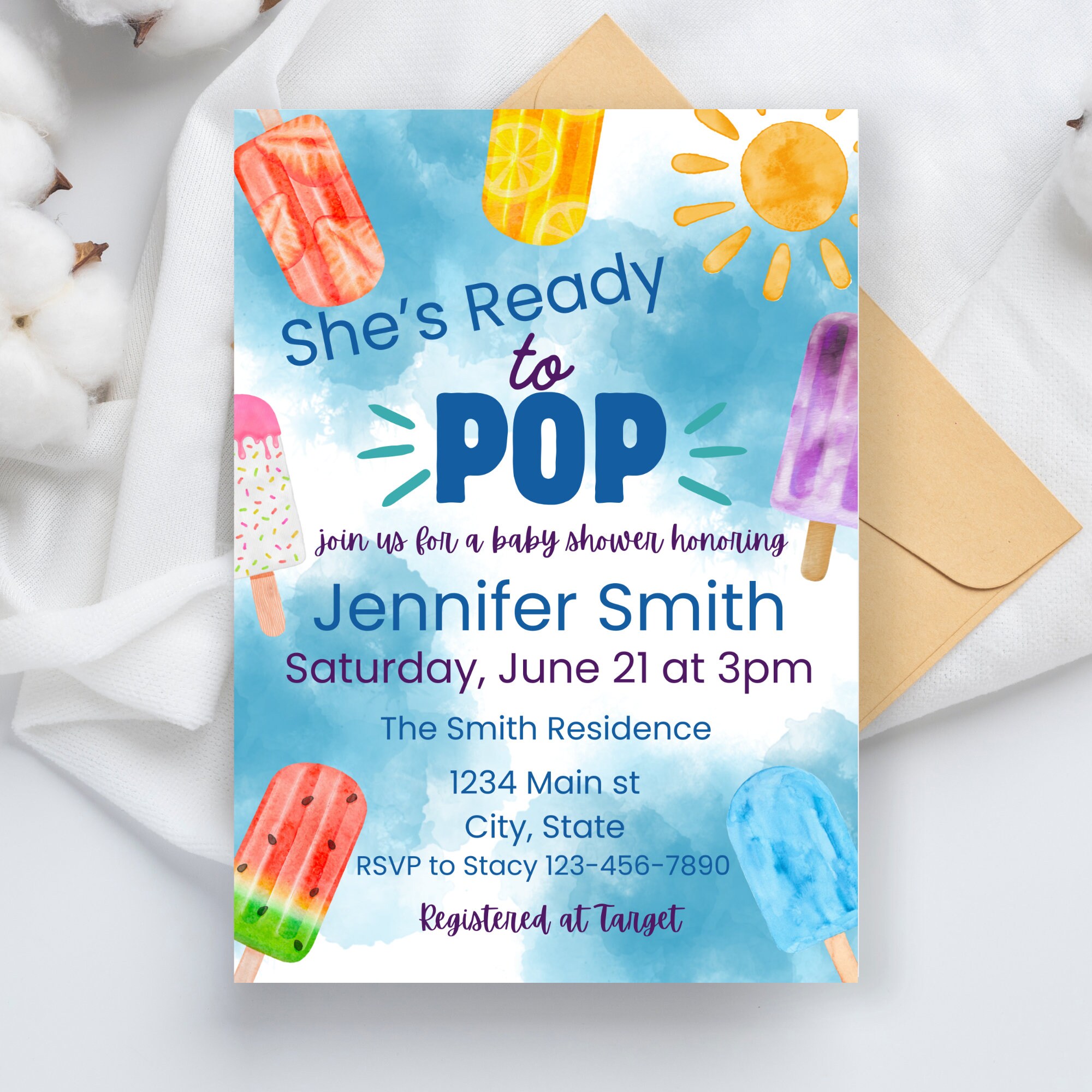 Baby Shower Digital Invitation, She's Ready to Pop Baby Shower Invite ...