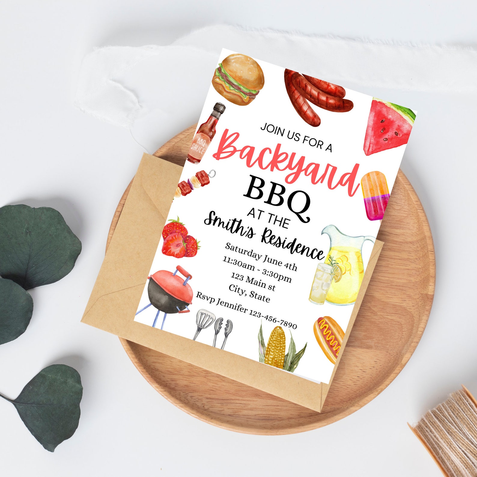 BBQ Digital Invitation, Pool Party Invite, Digital Download, Summer BBQ ...