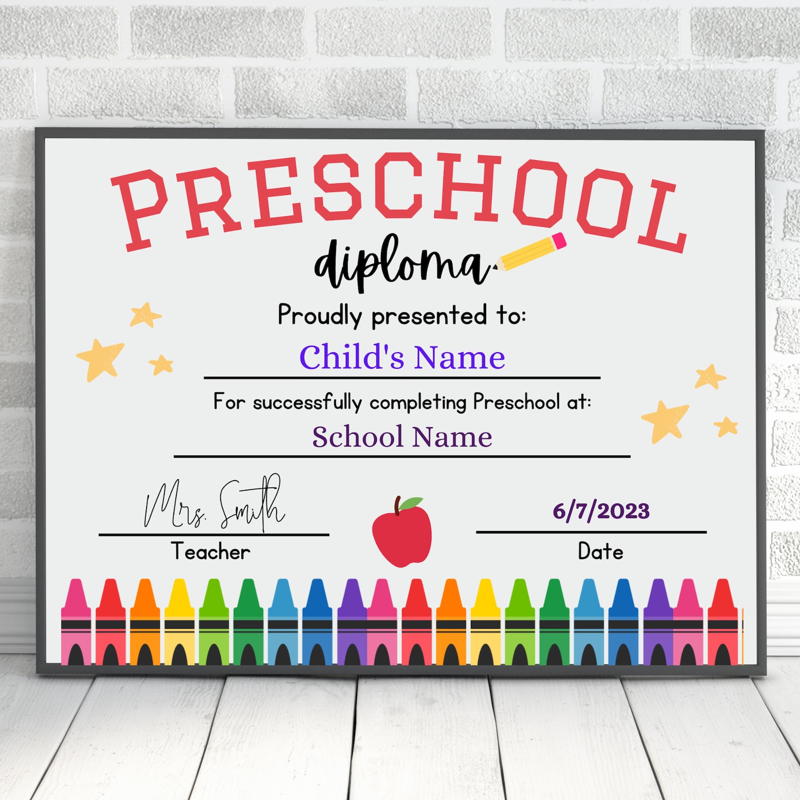 Preschool Diploma, Printable Preschool Diploma, Preschool Graduation ...