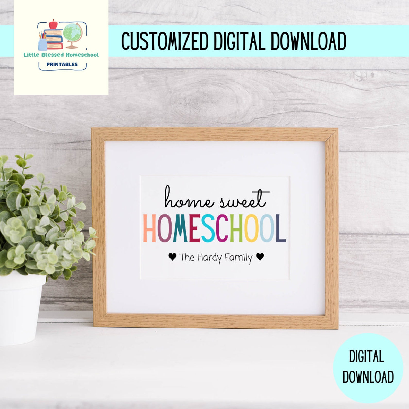 Digital Download Customized Homeschool Sign Decor Home Sweet Homeschool ...