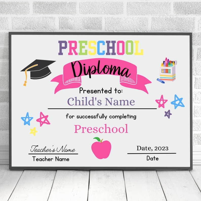 Preschool Diploma, Editable Preschool Diploma, Preschool Graduation ...