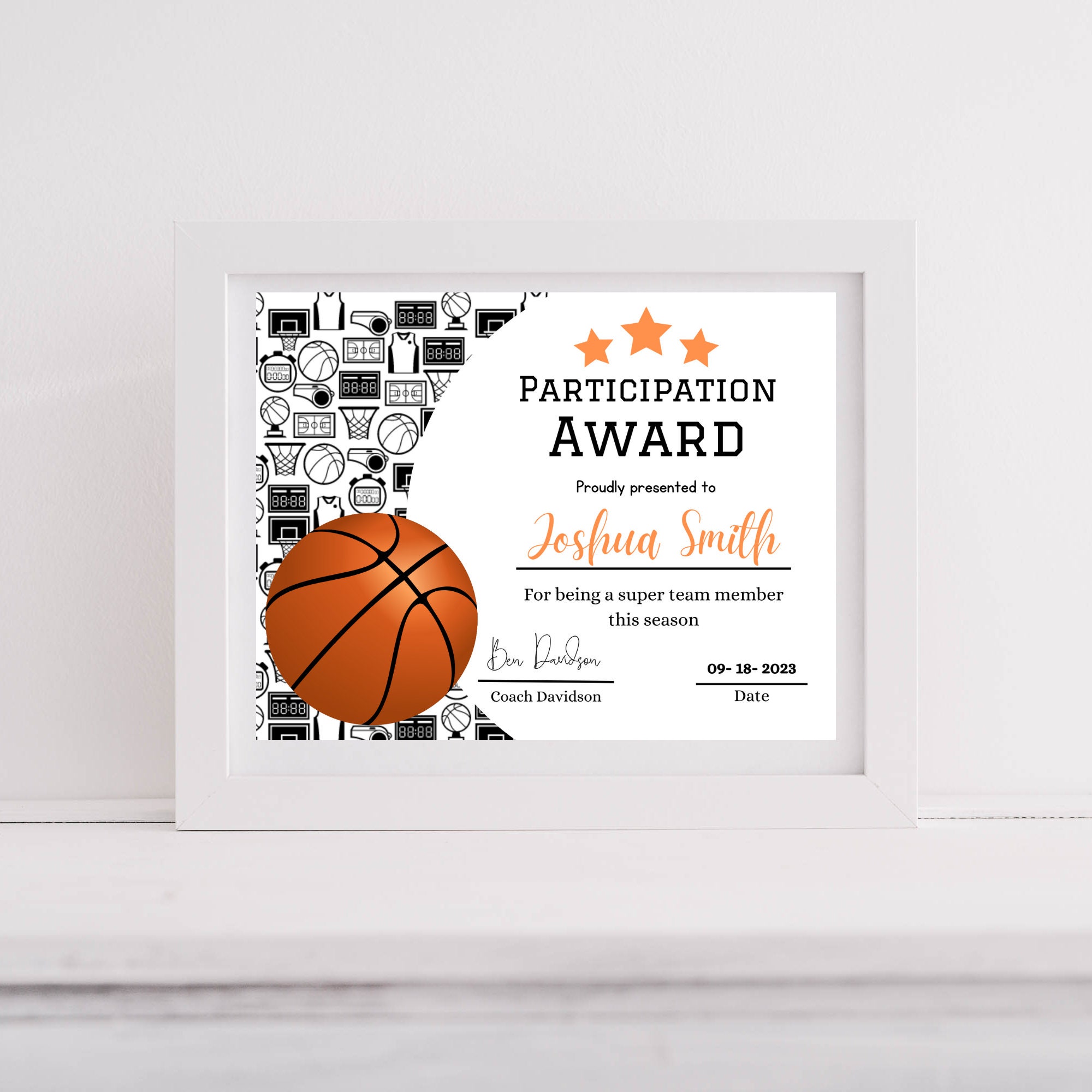 Basketball Certificate, Basketball Participation Award, Sports Awards ...