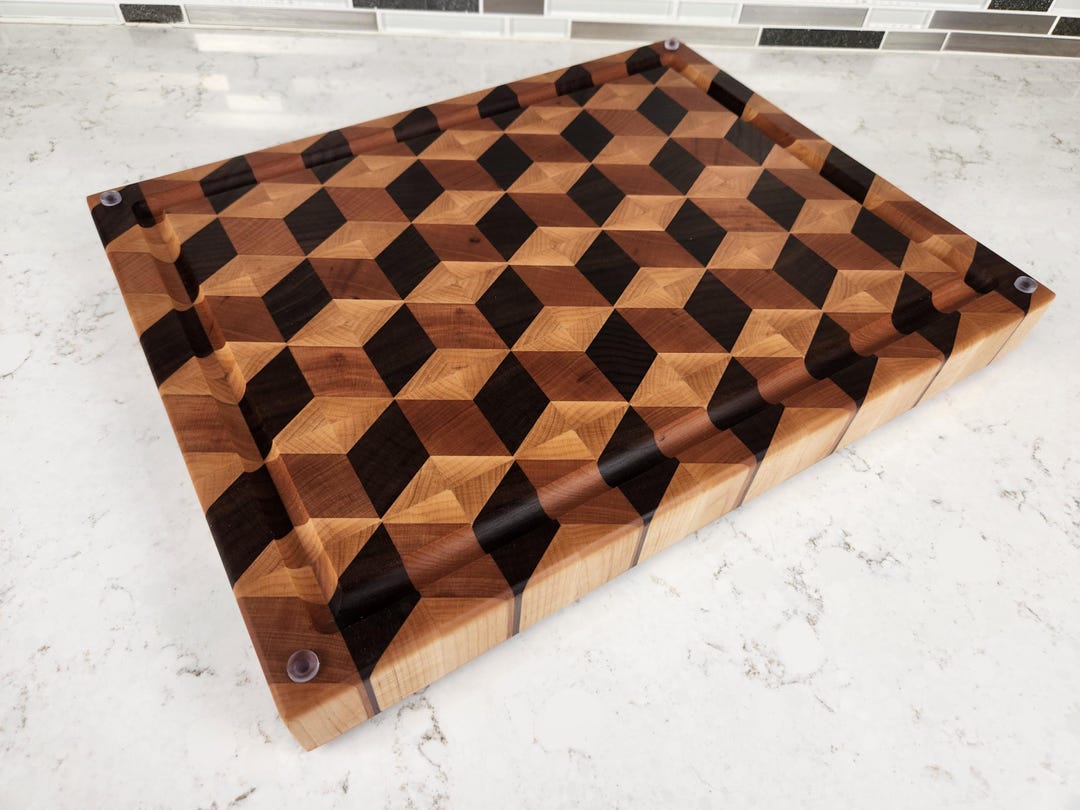 3D Cubes End Grain Cutting Board - Double Sided - Etsy