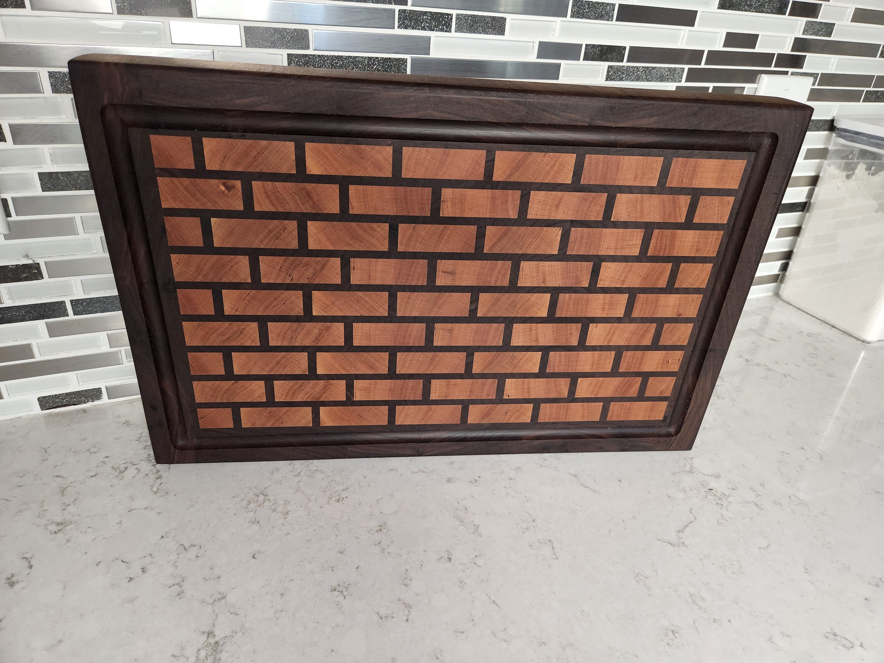 Brick Pattern End Grain Cutting Board Walnut and Cherry Hardwoods - Etsy