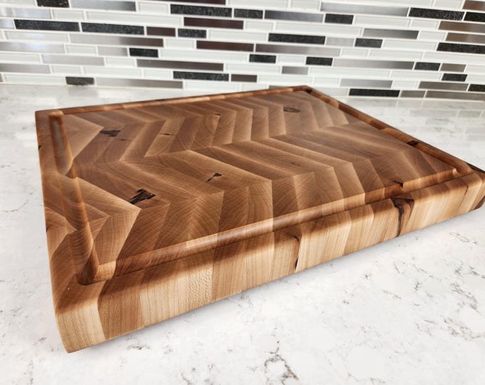 Chevron Pattern End Grain Cutting Board - Etsy