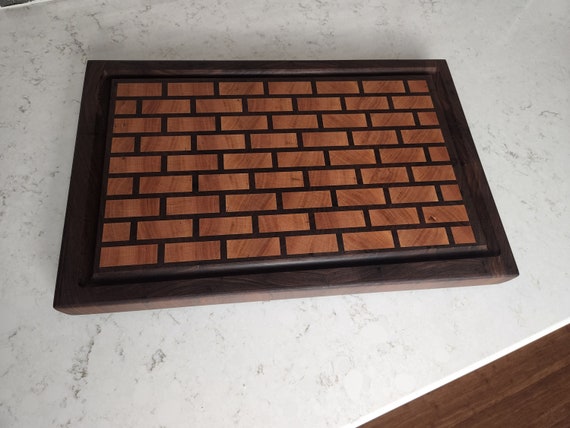 Brick Pattern End Grain Cutting Board Walnut and Cherry - Etsy
