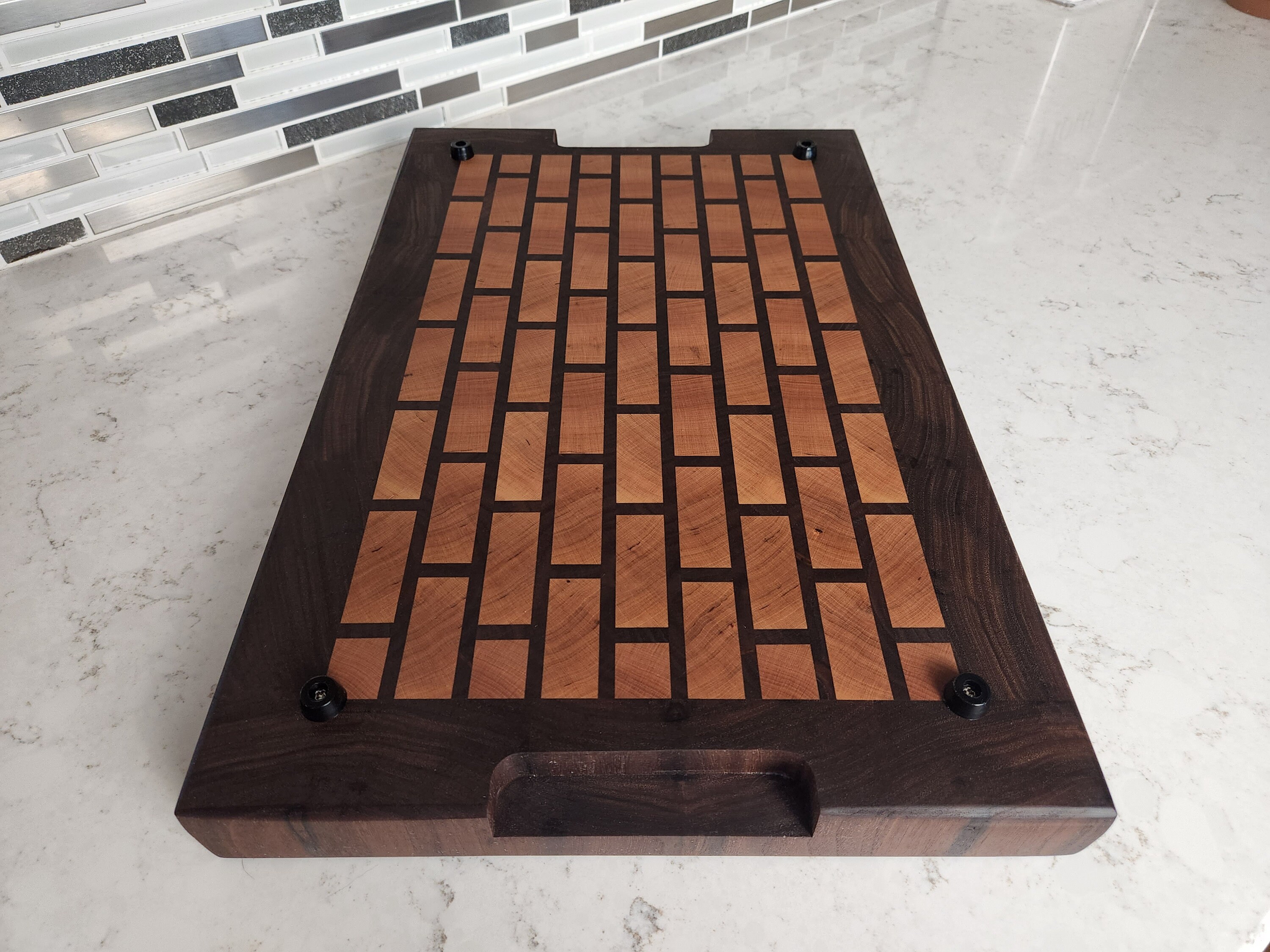 Brick Pattern End Grain Cutting Board Walnut and Cherry - Etsy