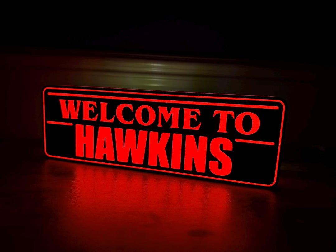 Welcome to Hawkins Stranger LED Sign: Wall Decor, Mancave Accessory ...
