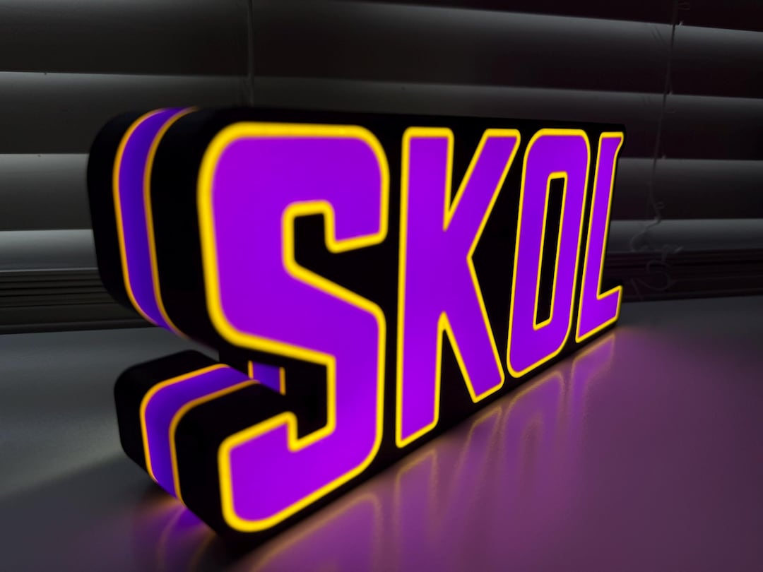 SKOL Minnesota Vikings LED Sign: 3D Printed Mancave Decor - Etsy