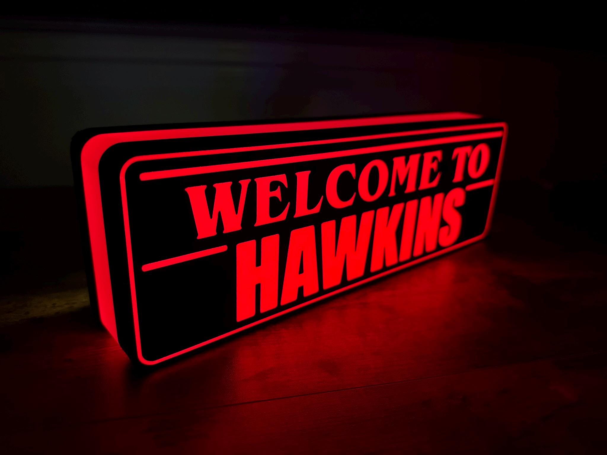 Welcome to Hawkins Stranger LED Sign: Wall Decor, Mancave Accessory ...