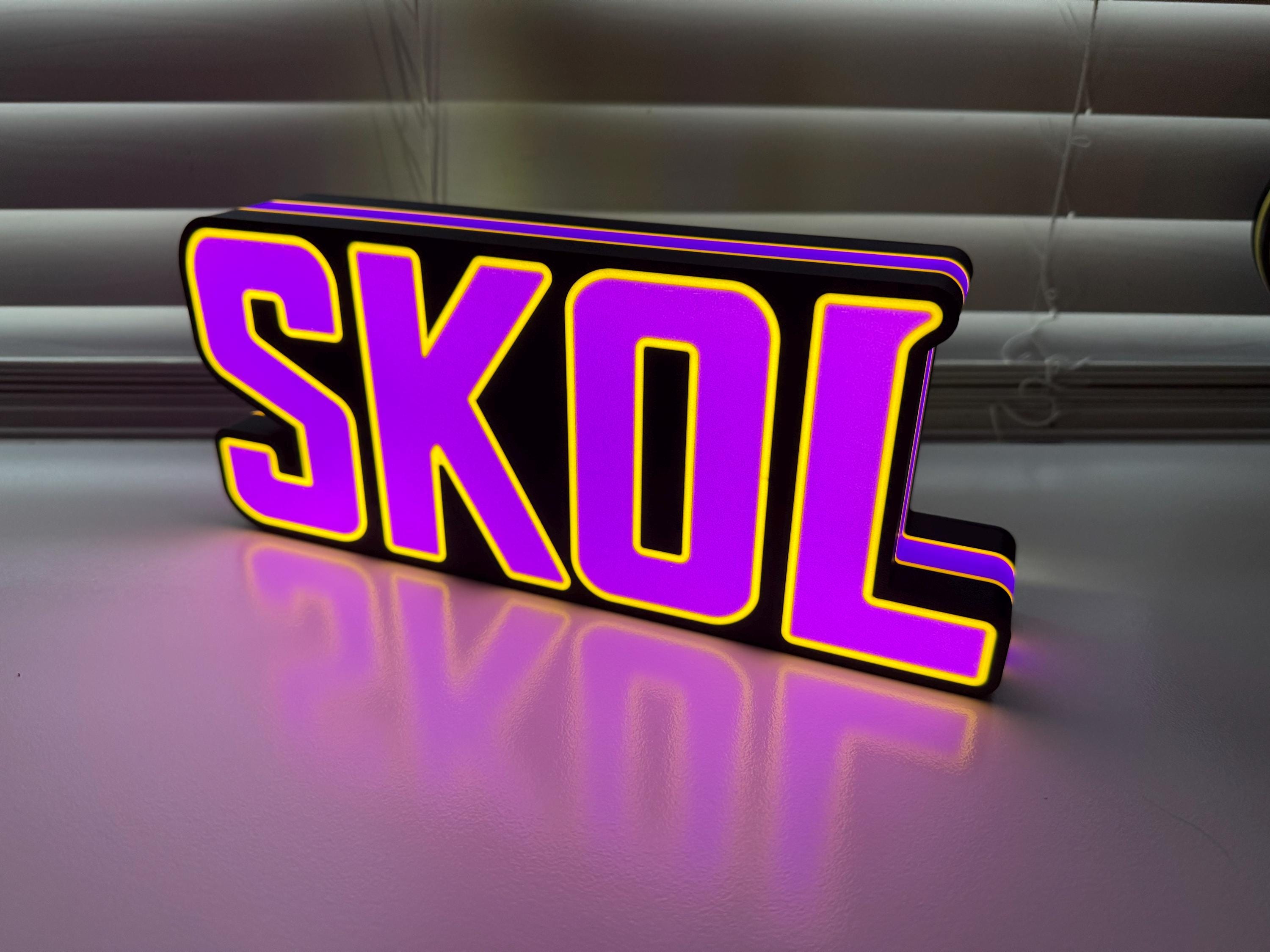 SKOL Minnesota Vikings LED Sign: 3D Printed Mancave Decor - Etsy