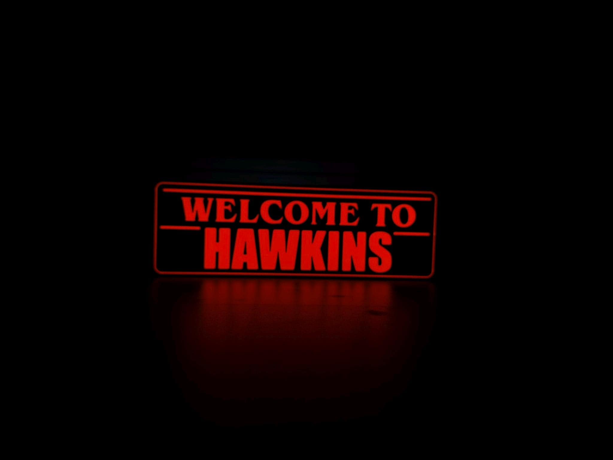 Welcome to Hawkins Stranger LED Sign: Wall Decor, Mancave Accessory ...