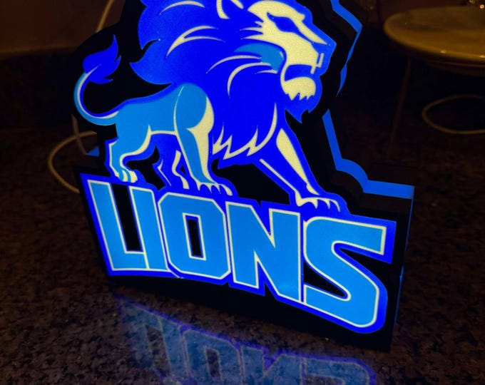 Lions LED Sign | Wall Decor | Football Sign | Gift for Him | Mancave ...