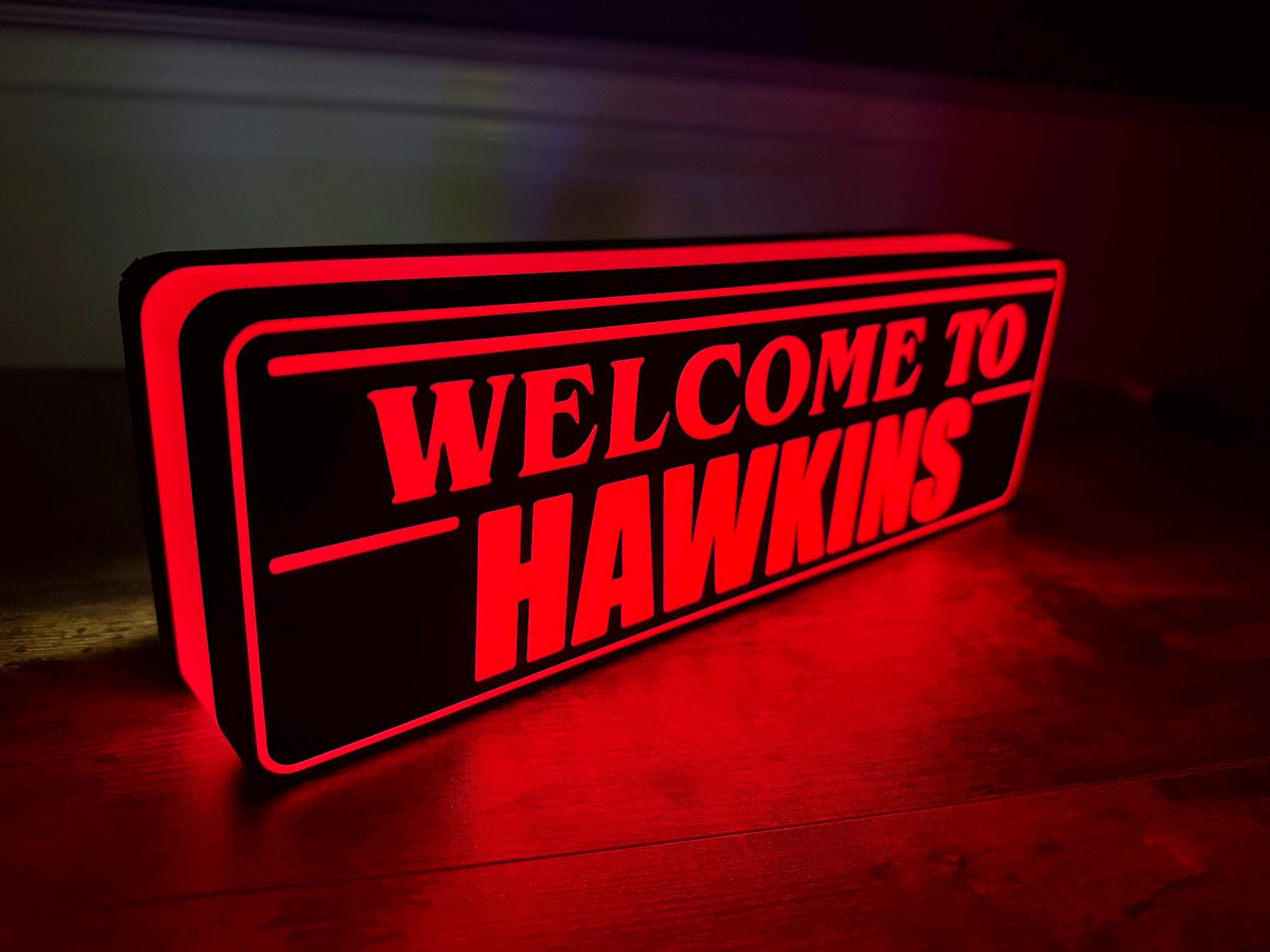 Welcome to Hawkins Stranger LED Sign: Wall Decor, Mancave Accessory ...