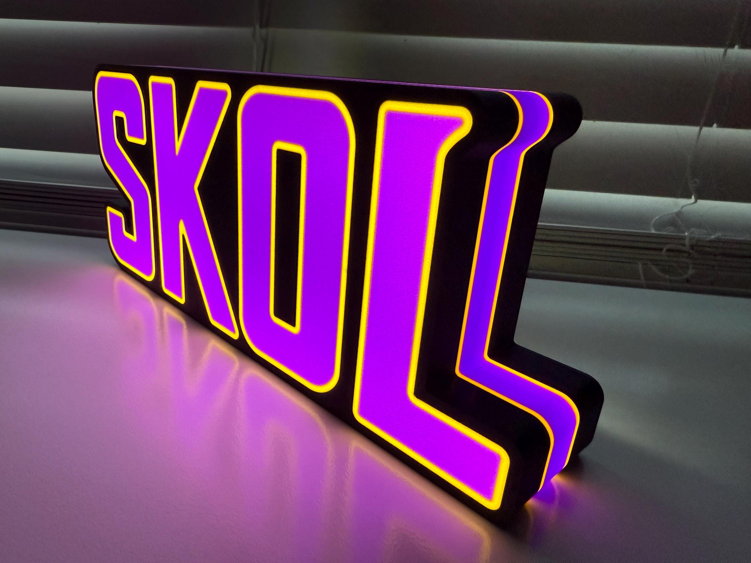 SKOL Minnesota Vikings LED Sign: 3D Printed Mancave Decor - Etsy