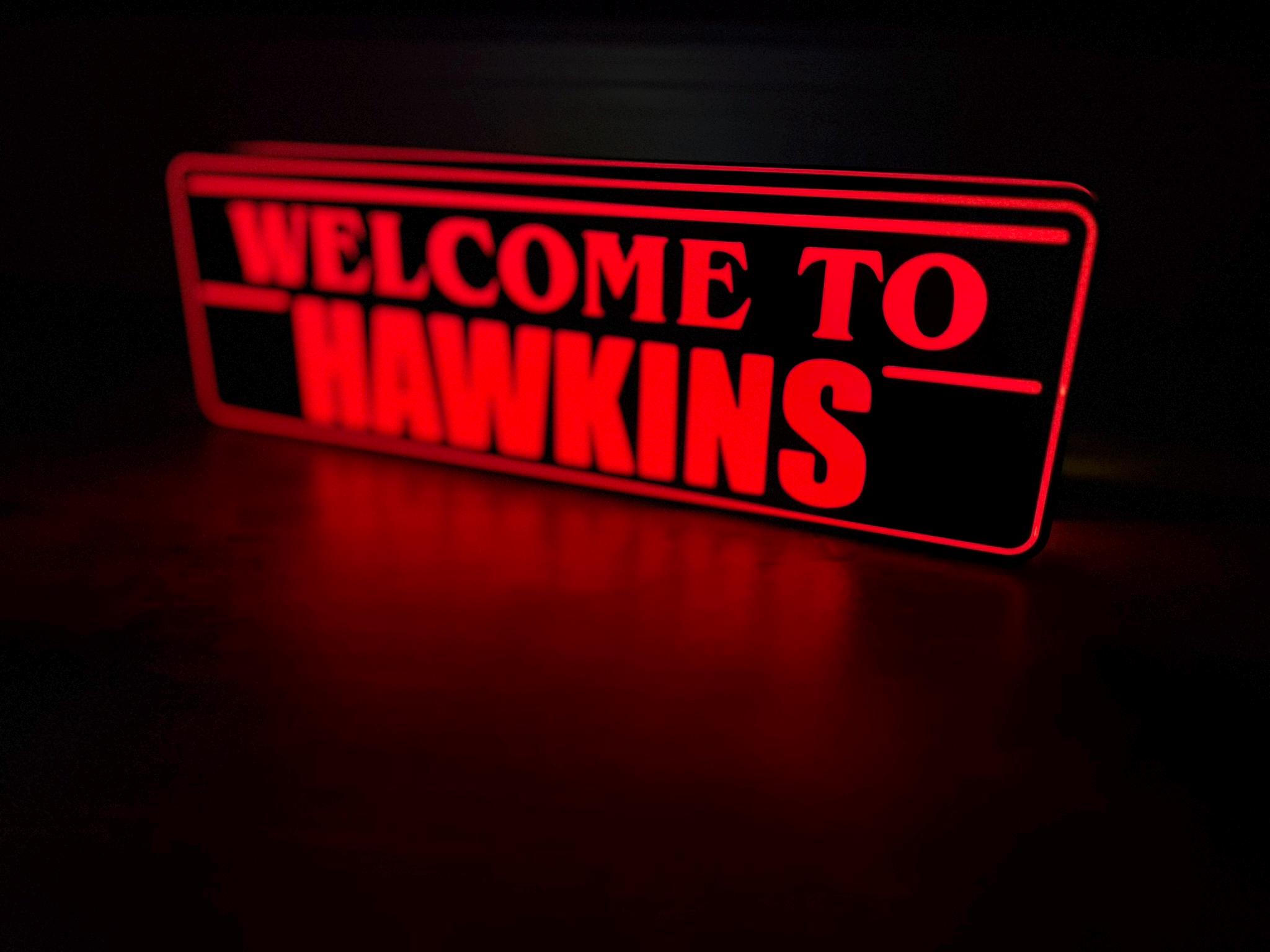 Welcome to Hawkins Stranger LED Sign: Wall Decor, Mancave Accessory ...