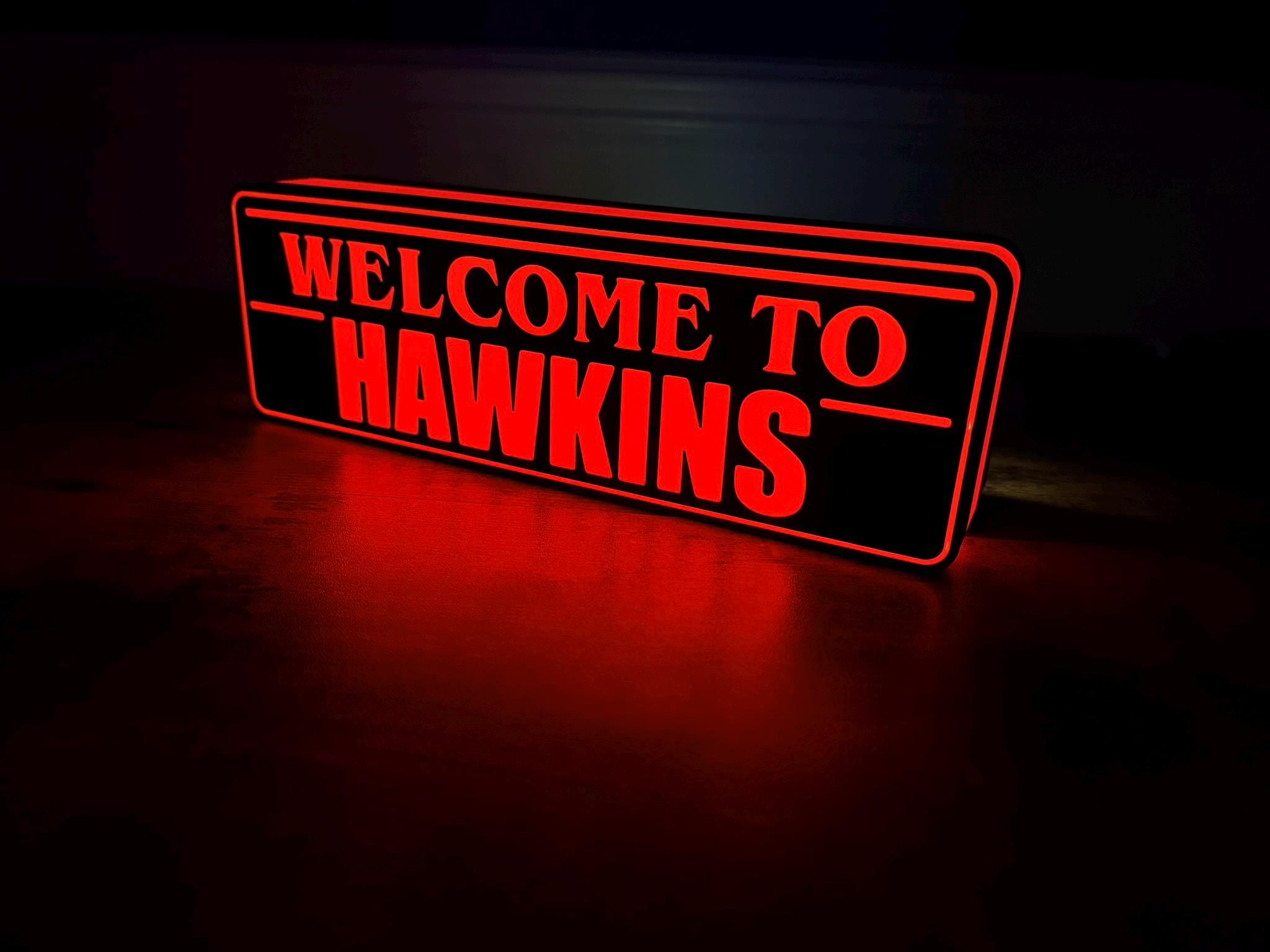 Welcome to Hawkins Stranger LED Sign: Wall Decor, Mancave Accessory ...