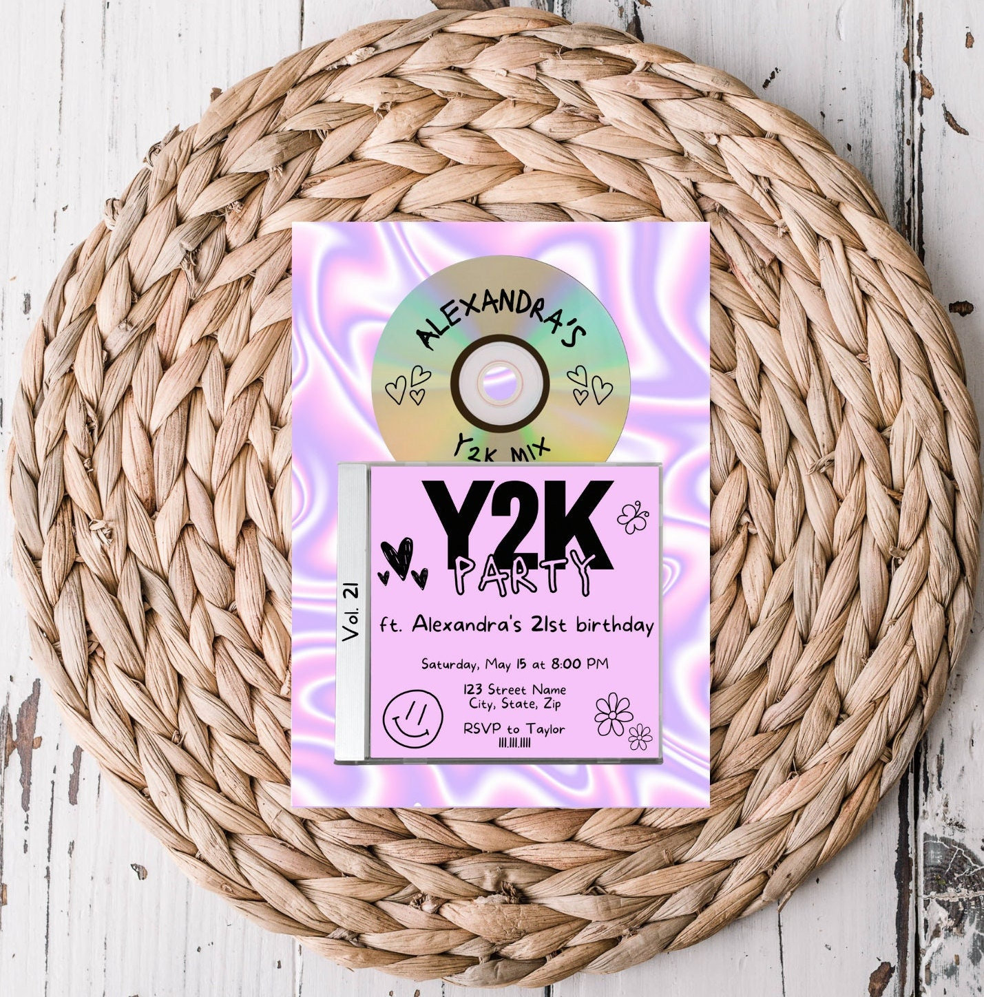 Digital Y2K Birthday Party Mix Invitation Y2k Party Y2K CD Invitation ...
