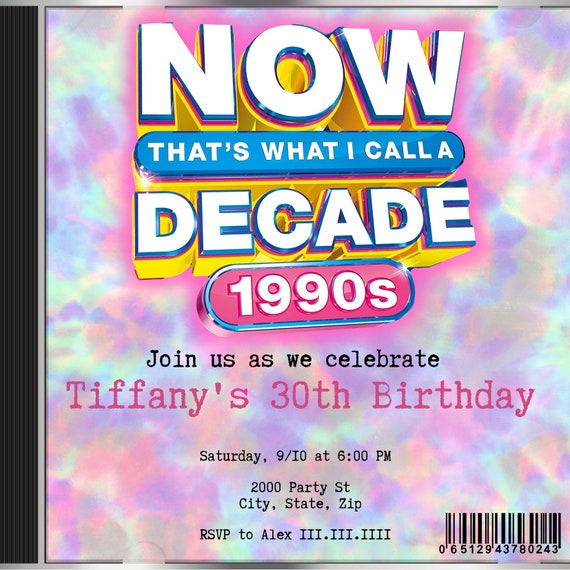 Digital 90's Theme Birthday Invitation 90s Theme Now - Etsy