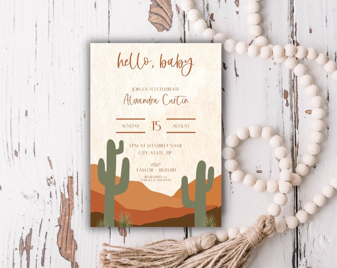 Digital Desert Baby Shower Invitation - Desert Theme Baby Shower ...