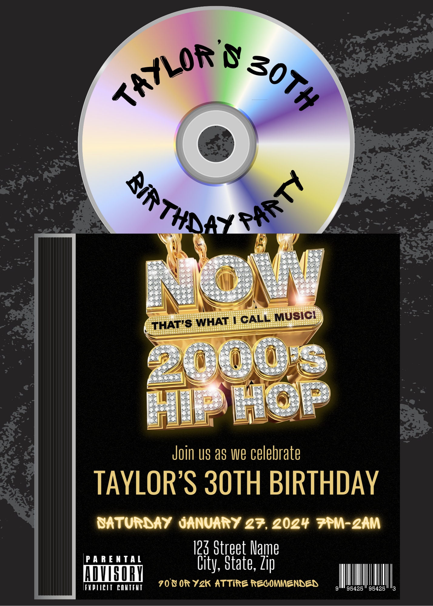 Digital Now CD Birthday Invitation - 2000s Theme - Now CD - Y2K ...
