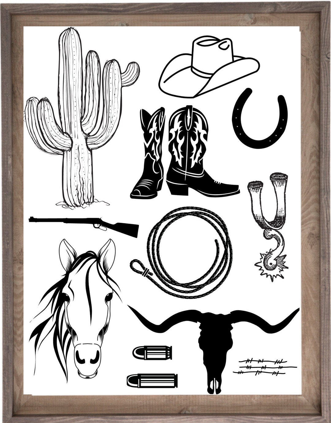 Digital Western Aesthetic Collage Wall Print - Western Wall Print ...