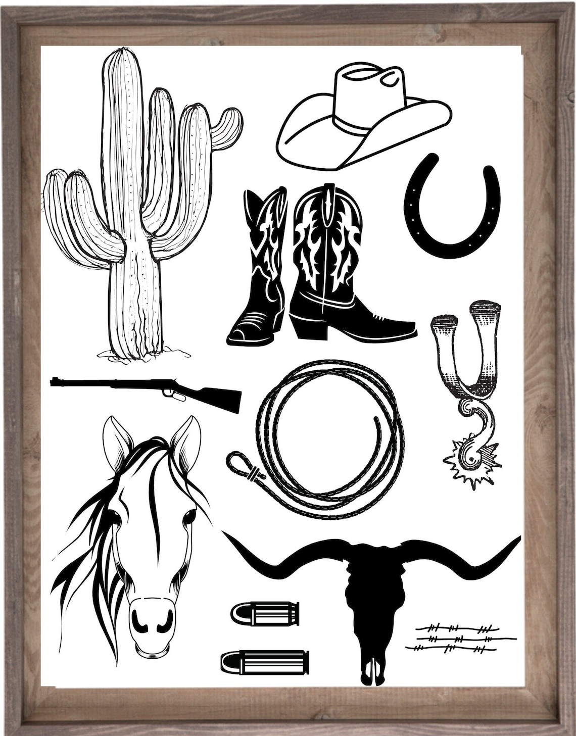 Digital Western Aesthetic Collage Wall Print - Western Wall Print ...