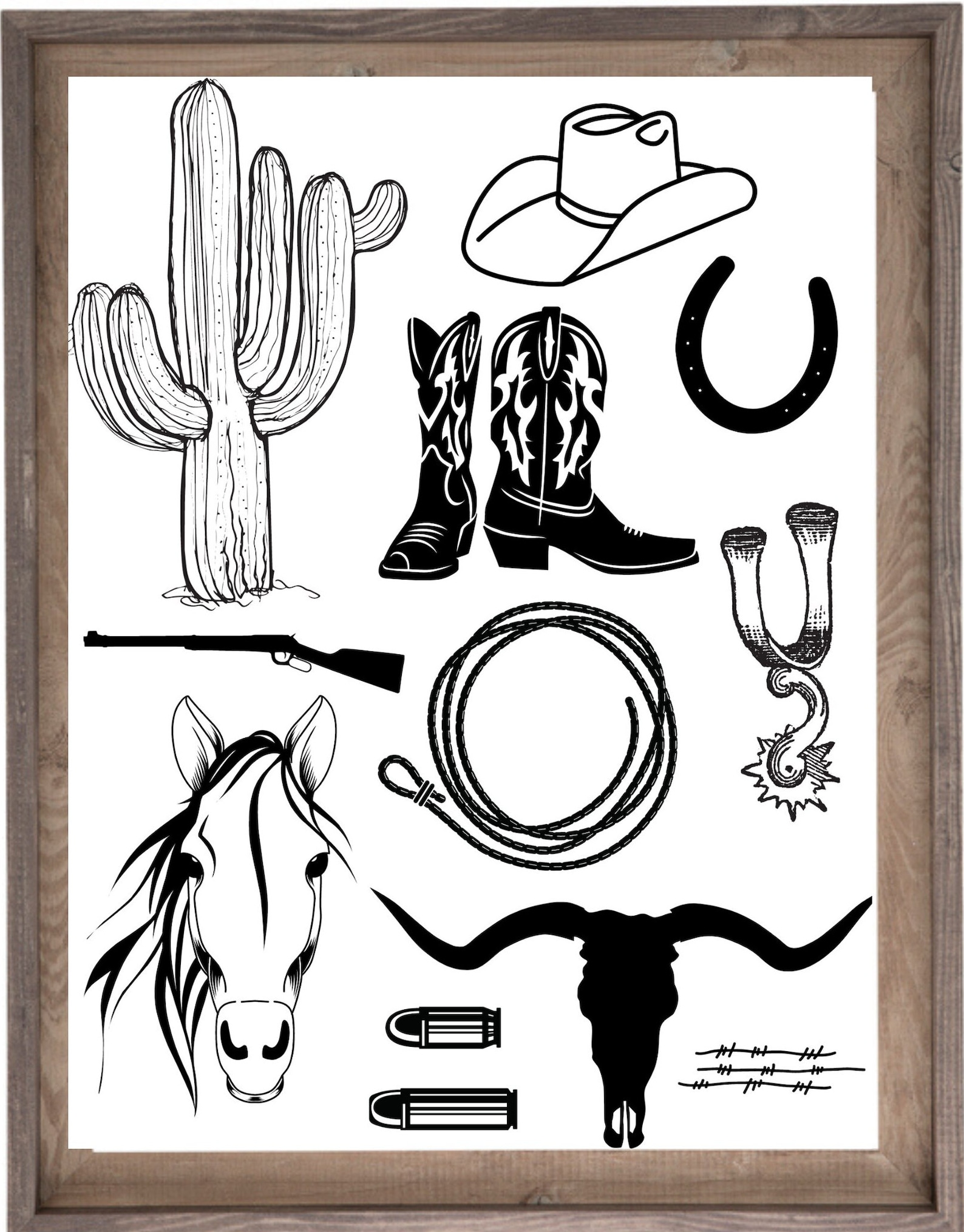 Digital Western Aesthetic Collage Wall Print - Western Wall Print ...