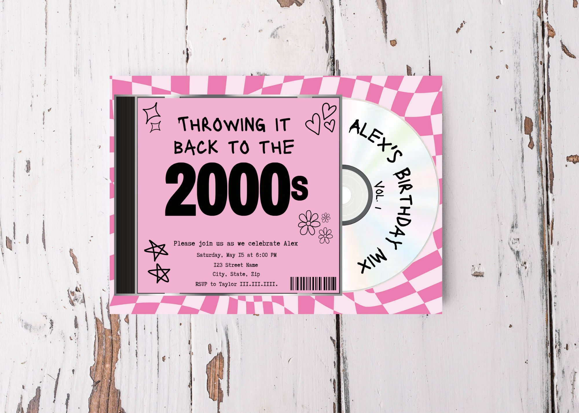 Digital Y2K Birthday Party Mix Invitation Y2k Party Y2K CD Invitation ...