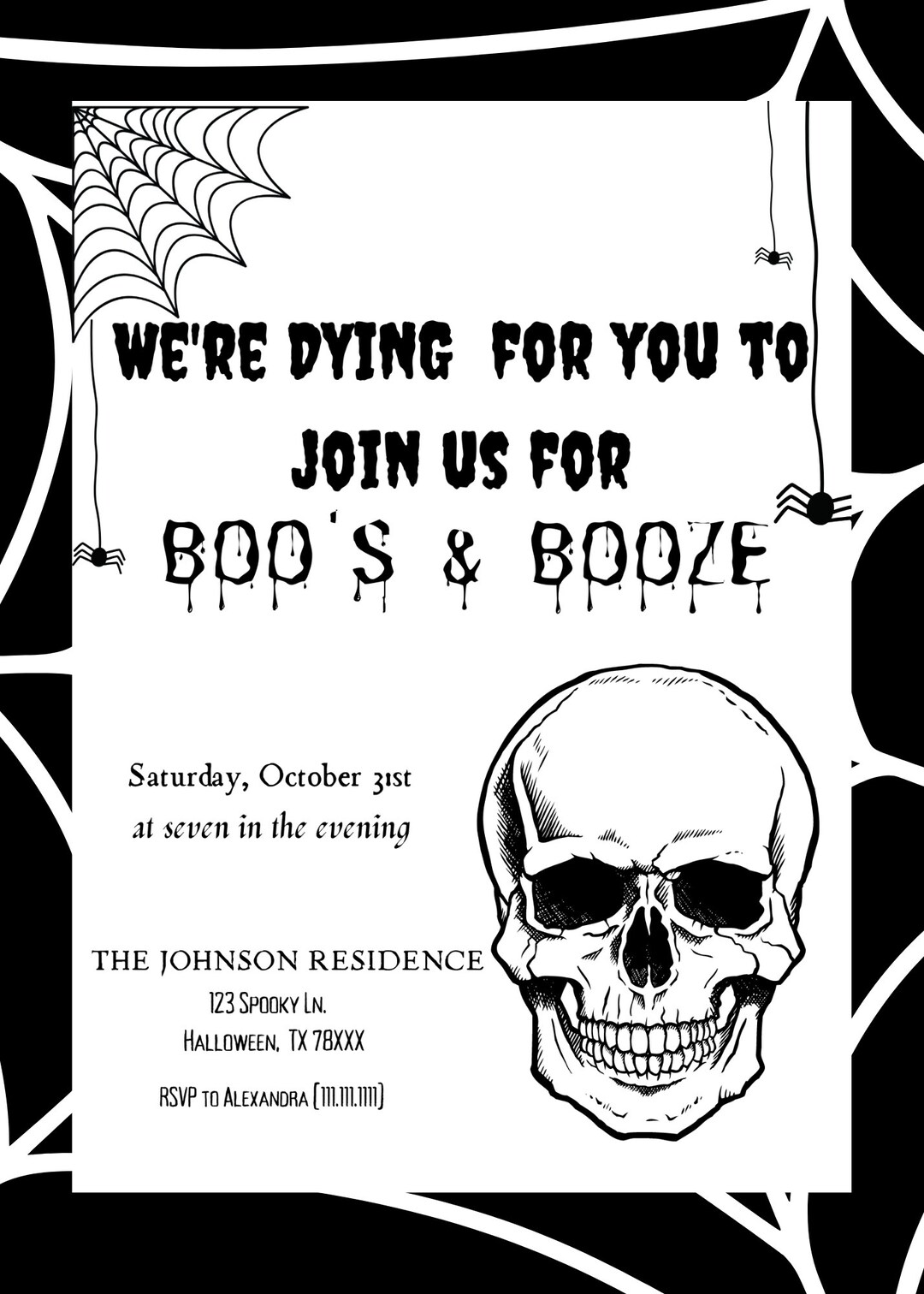 Skull Halloween Party Invitation Template (digital Download) - Etsy