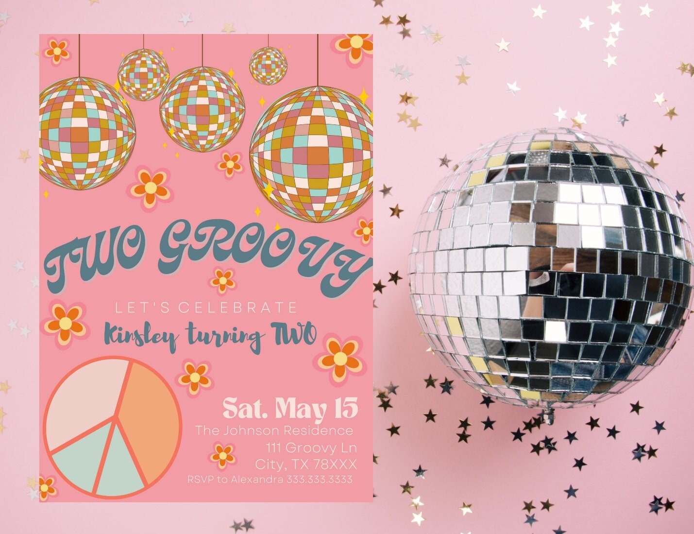 Digital Two Groovy Template Groovy Birthday Second - Etsy Canada
