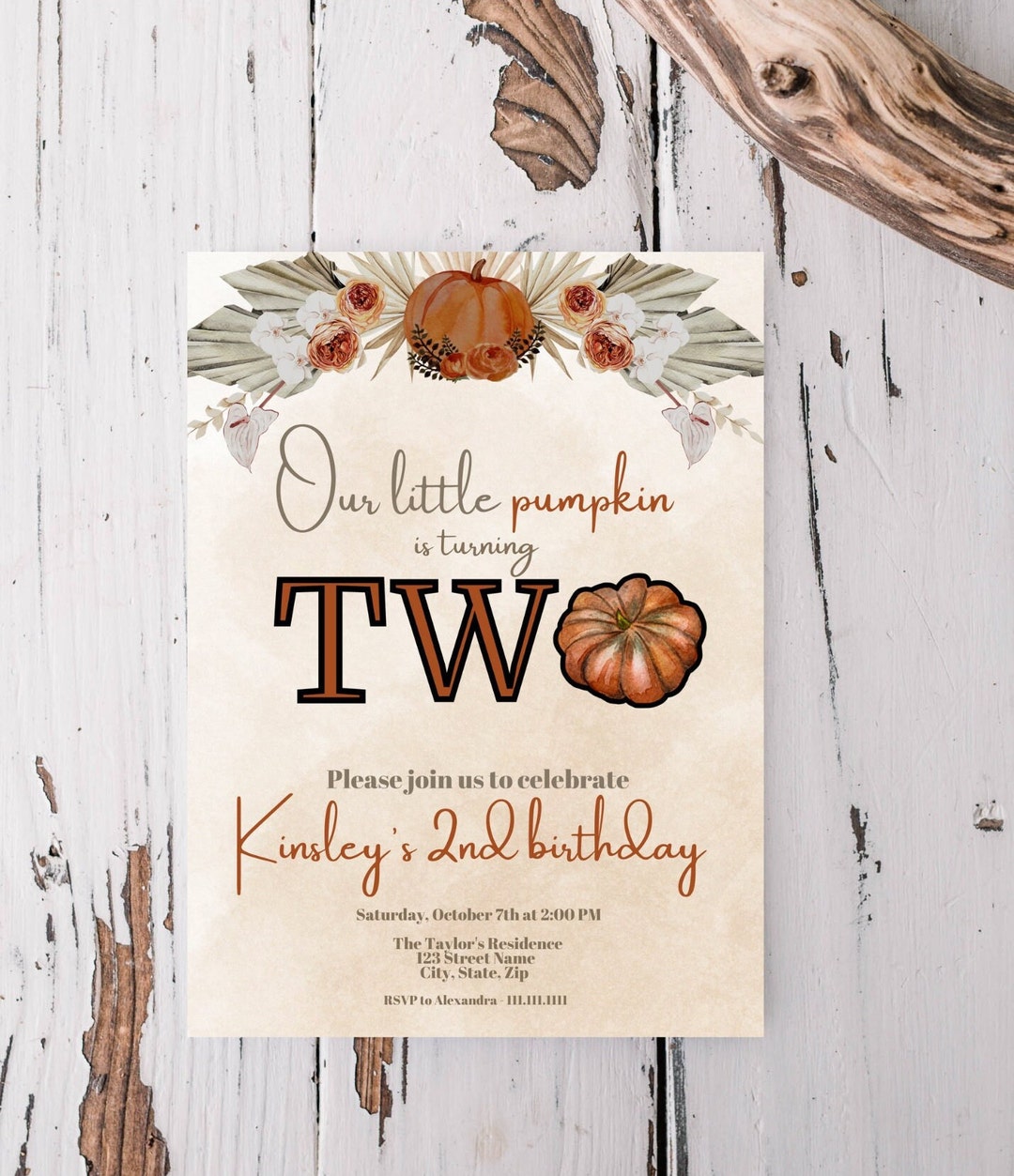 Digital Fall Birthday Party Invitation - Our Little Pumpkin - Halloween ...