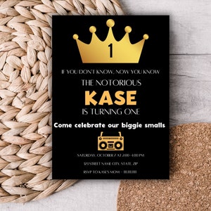 Notorious ONE Birthday Invitation: Biggie Smalls Hip Hop Theme (digital ...