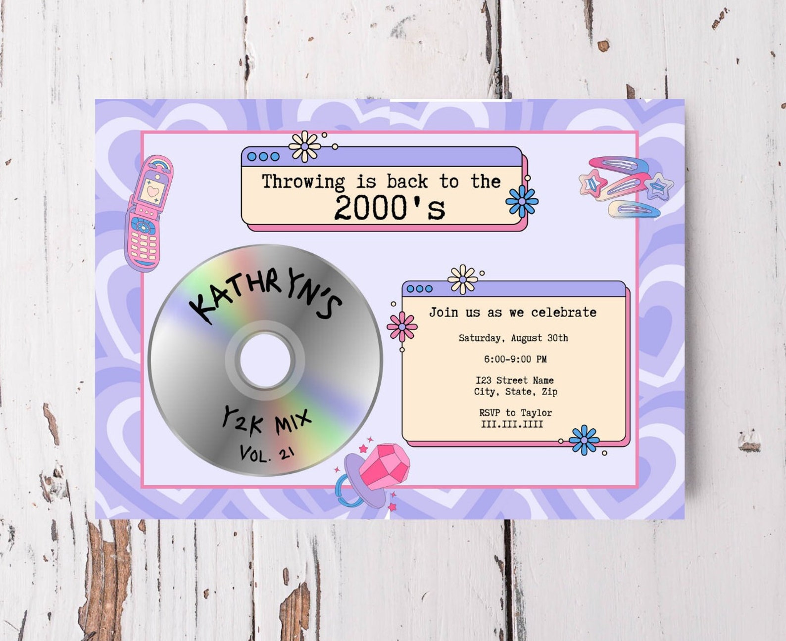 Digital Y2K Birthday Party Mix Invitation - Y2k Party - Y2K CD ...
